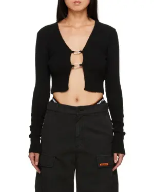 Heron Preston Open-front Knitted Cardigan With Snap Details