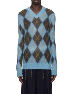 Marni Geometric Patterned V-neck Knitted Jumper