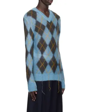 Marni Geometric Patterned V-neck Knitted Jumper