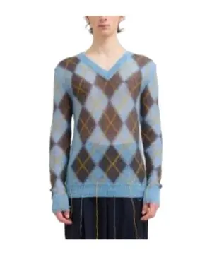 Marni Geometric Patterned V-neck Knitted Jumper