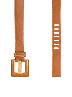 Balmain Anthem Belt With Embossed Logo - Brown