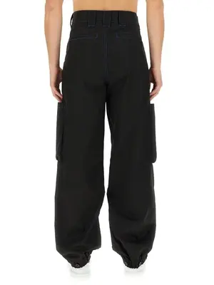 MSGM Contrast Stitch Logo Patch Cargo Trousers