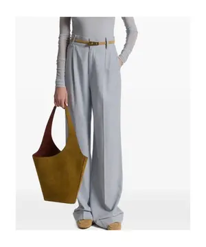 Alberta Ferretti High Waist Pleated Wide-leg Trousers - Gray