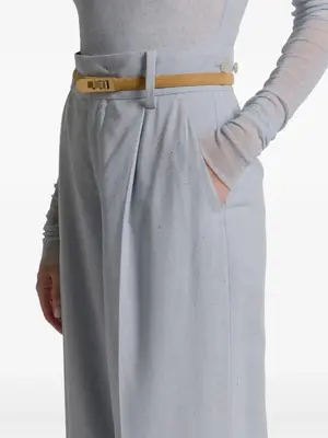 Alberta Ferretti High Waist Pleated Wide-leg Trousers - Gray