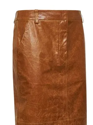Co Brandy Textured Leather Midi Skirt