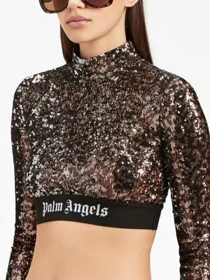 Palm Angels Sequin Embellished Cropped Top