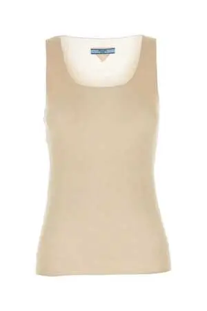 Prada Sleeveless Ribbed Tank Top - Nude