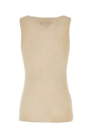 Prada Sleeveless Ribbed Tank Top - Nude