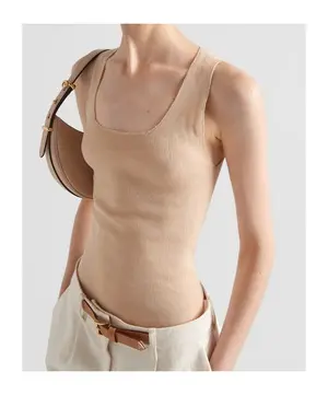 Prada Sleeveless Ribbed Tank Top - Nude