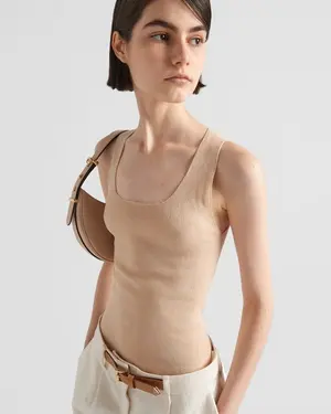 Prada Sleeveless Ribbed Tank Top