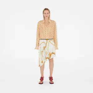 Burberry Chain-printed Pleated Asymmetric Skirt