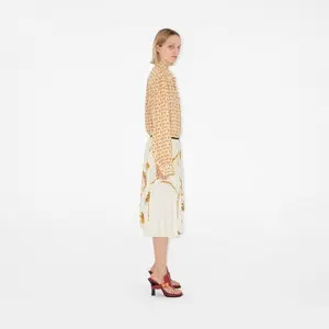Burberry Chain-printed Pleated Asymmetric Skirt