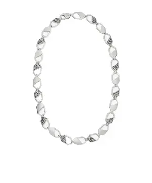 Fendi Hexagon Ff Enamel Link Necklace - Silver