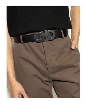 FERRAGAMO Gancini Buckle Reversible Belt - Black