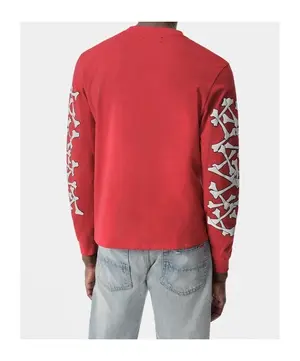 Amiri Long Sleeve Crewneck Sweater With Bone Pattern
