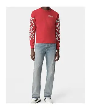 Amiri Long Sleeve Crewneck Sweater With Bone Pattern