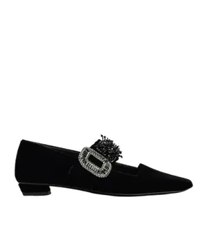 ROGER VIVIER Belle Vivier Mary Janes In Velvet With Crystal Embellishments