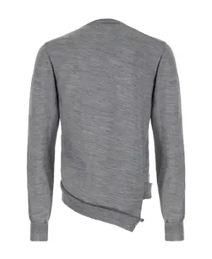 Comme Des Garçons Long Sleeve Sweater With Asymmetrical Hem - Gray