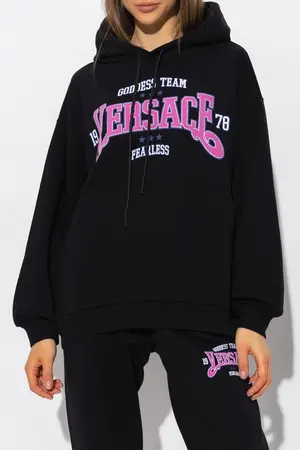 Versace Logo Printed Hooded Long Sleeve Sweater