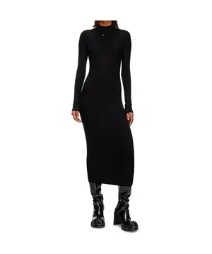 DIESEL® Mock Neck Midi Dress With Embroidered Logo