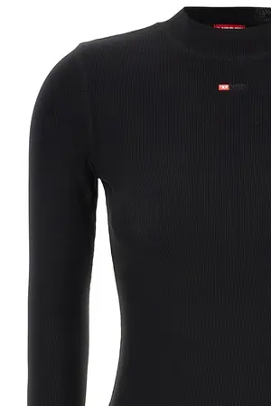 DIESEL® Mock Neck Midi Dress With Embroidered Logo