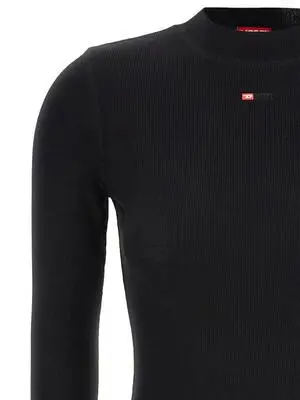 DIESEL® Mock Neck Midi Dress With Embroidered Logo
