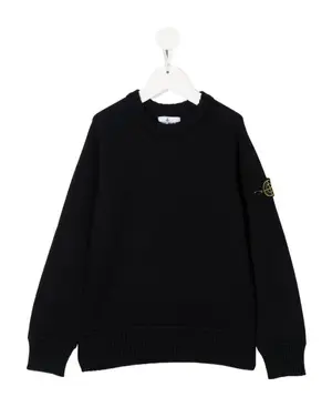 Stone Island Logo Patch Crew Neck Jumper - Blue