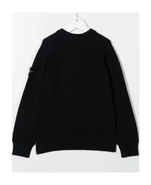 Stone Island Logo Patch Crew Neck Jumper - Blue