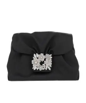 ROGER VIVIER Embellished Drape Clutch Bag - Black