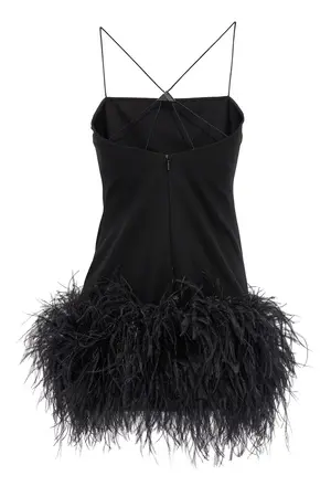 Attico Fujiko Mini Dress With Feather Trim