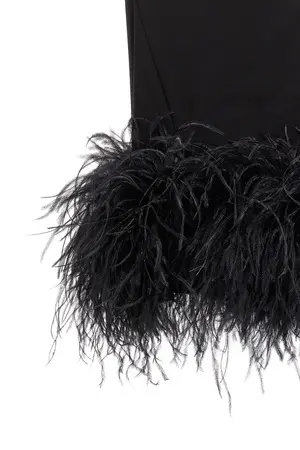 Attico Fujiko Mini Dress With Feather Trim