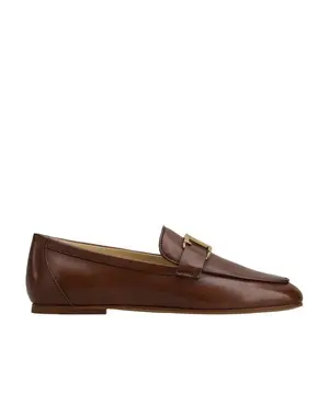 TOD'S T-logo Almond-toe Loafers - Brown