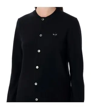 Play Comme Des Garcon Cardigan With Embellished Logo Patch