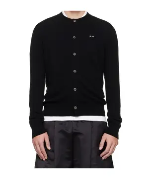 Play Comme Des Garcon Cardigan With Embellished Logo Patch