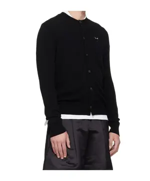Play Comme Des Garcon Cardigan With Embellished Logo Patch