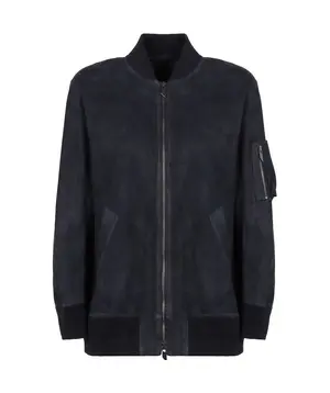SALVATORE SANTORO Suede Bomber Jacket - Navy
