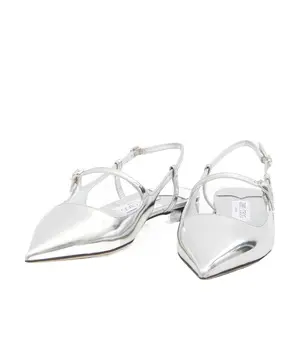 JIMMY CHOO Didi Pointed Toe Ballet Flats With Buckle Detail - Silver