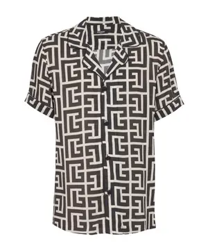Balmain Monogrammed Printed Pyjama Shirt - Black