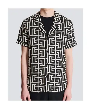 Balmain Monogrammed Printed Pyjama Shirt - Black