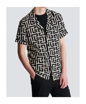 Balmain Monogrammed Printed Pyjama Shirt - Black