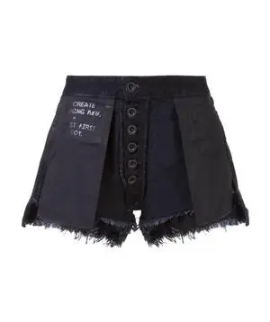 BEN TAVERNITI UNRAVEL PROJECT High-waisted Button-front Denim Shorts With Frayed Hem