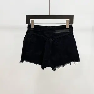 BEN TAVERNITI UNRAVEL PROJECT High-waisted Button-front Denim Shorts With Frayed Hem