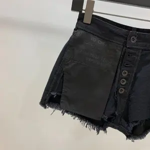 BEN TAVERNITI UNRAVEL PROJECT High-waisted Button-front Denim Shorts With Frayed Hem