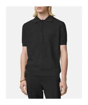 Versace Barocco-jacquard Short-sleeved Polo Shirt