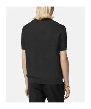 Versace Barocco-jacquard Short-sleeved Polo Shirt