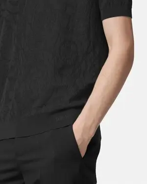 Versace Barocco-jacquard Short-sleeved Polo Shirt