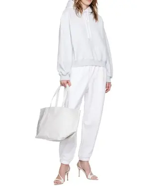 Alexander Wang Logo Printed Drawstring Hoodie - Light Gray