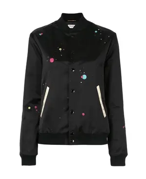 Saint Laurent Logo Print Varsity Jacket - No