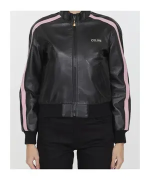 Celine Tracksuit Jacket In Soft Lambskin - Black