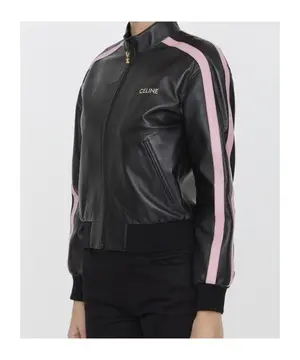 Celine Tracksuit Jacket In Soft Lambskin - Black
